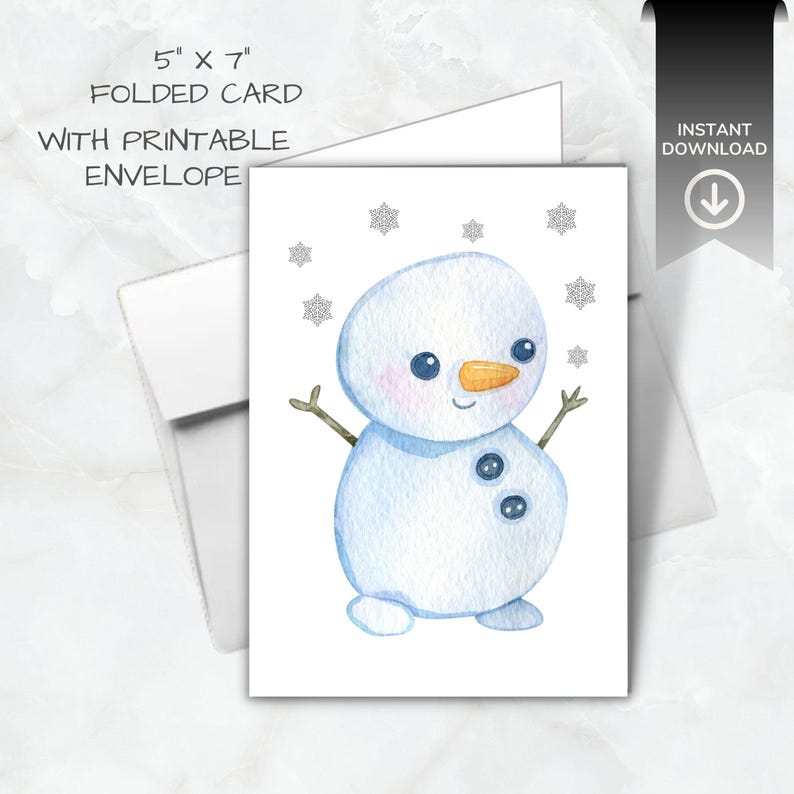 Printable Holiday Card Digital Download Greeting Card and Envelope ...