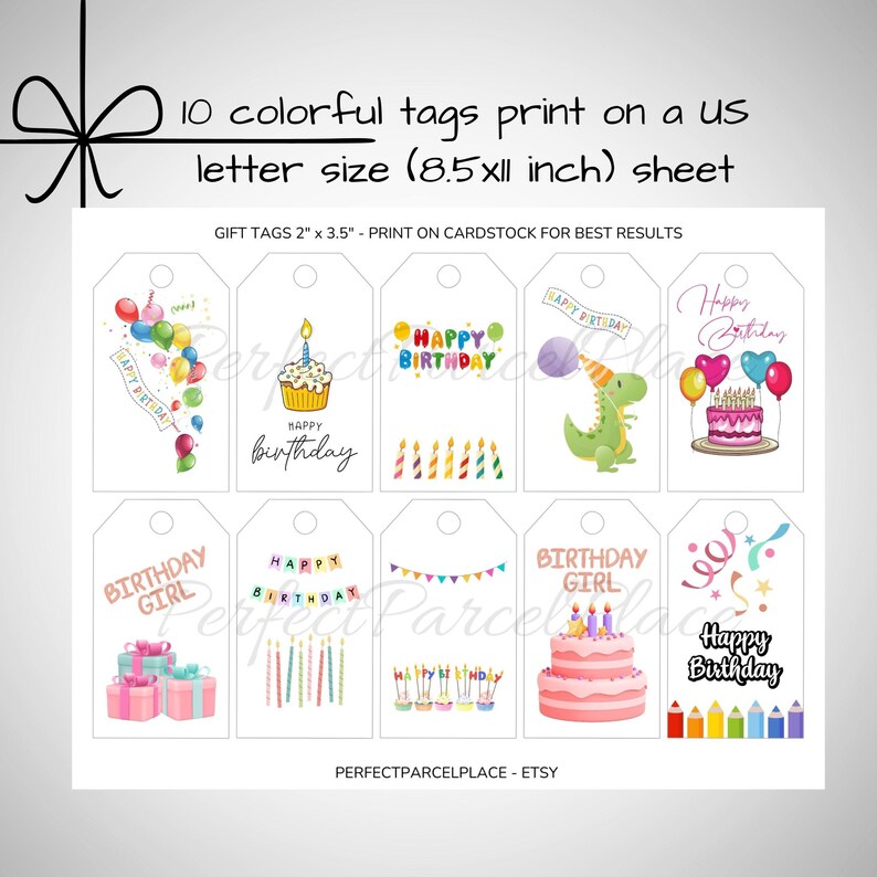 Instant Download 10 Simple Birthday Gift Tag Bundle Printable Birthday ...