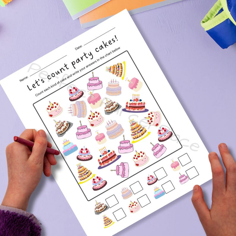 Cake Counting Game: Birthday Party Activity Worksheet (digital Download ...