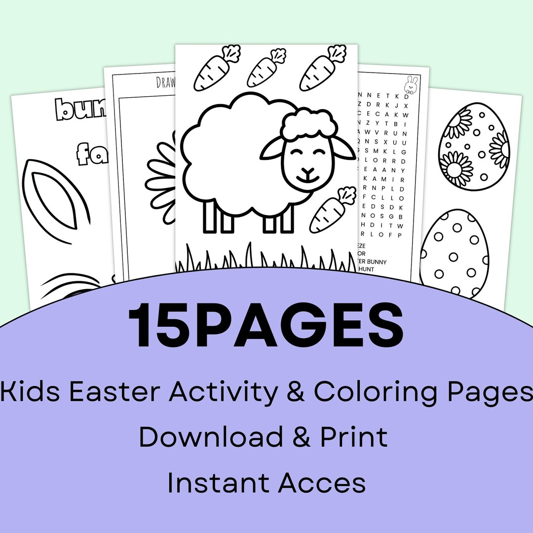 Kids Easter Coloring Pages: Fun Activity Printable Bundle (15 Pages) - Etsy