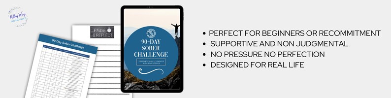 90 Day Sober Challenge Journal Printable Sobriety Tracker Recovery ...