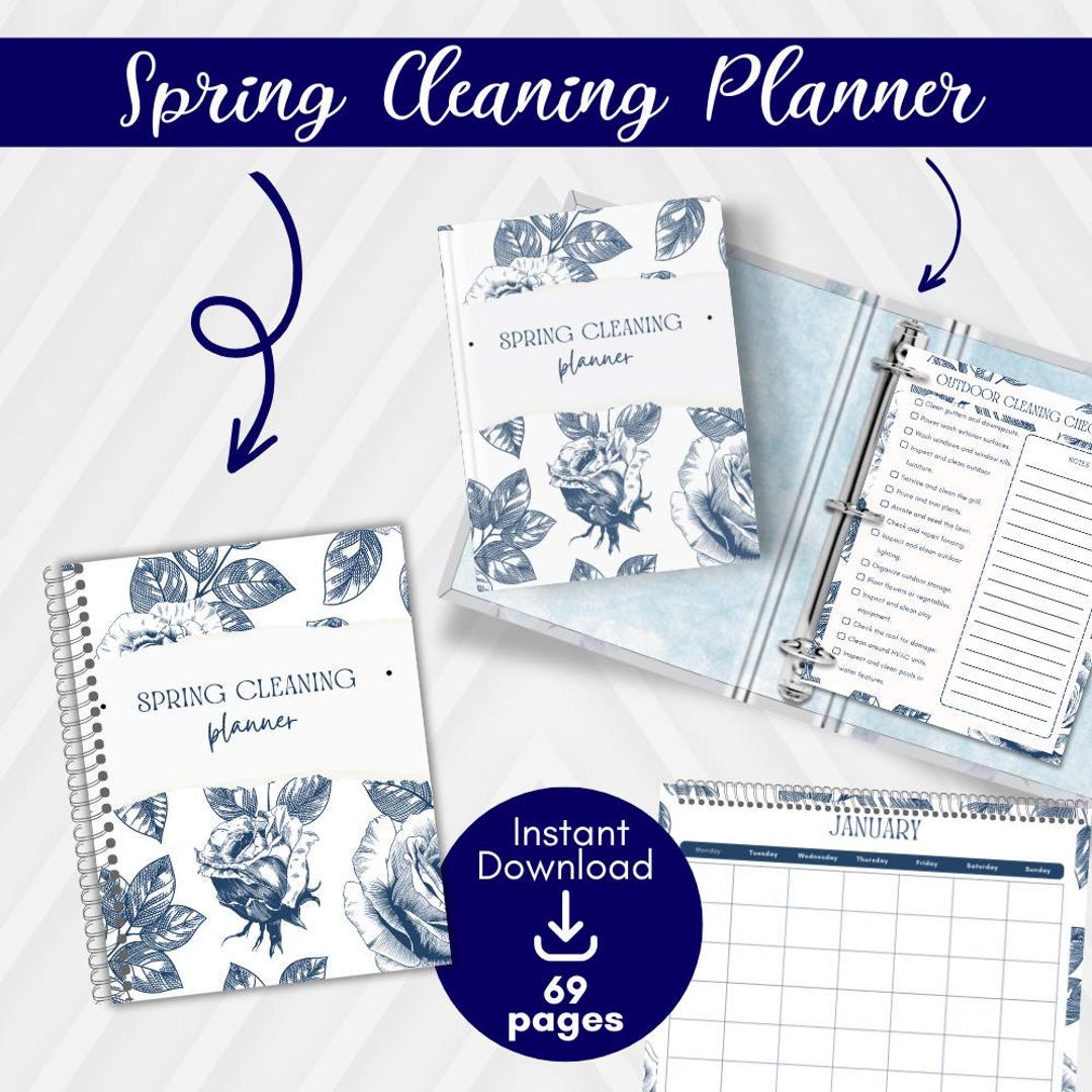 Spring Cleaning Planner Printable – 69 Page Home Organization Binder ...