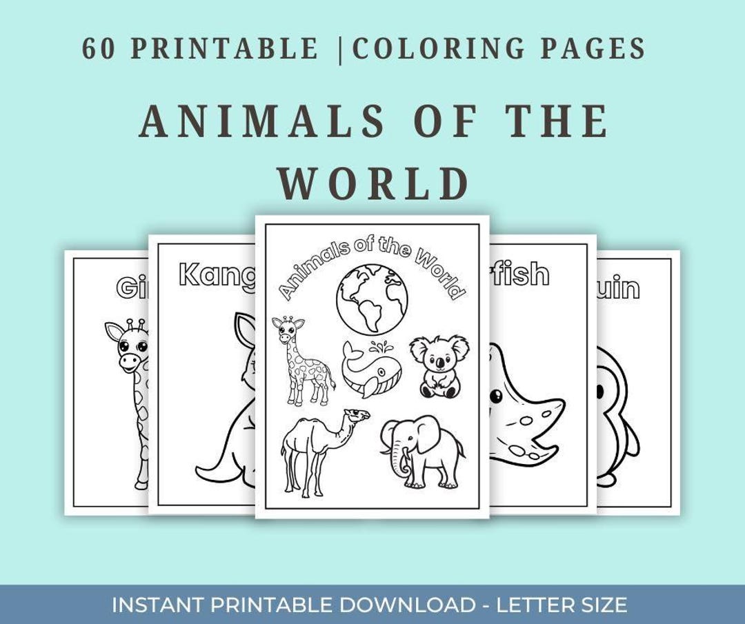 Animals of the World - Digital Download Coloring Pages - Etsy