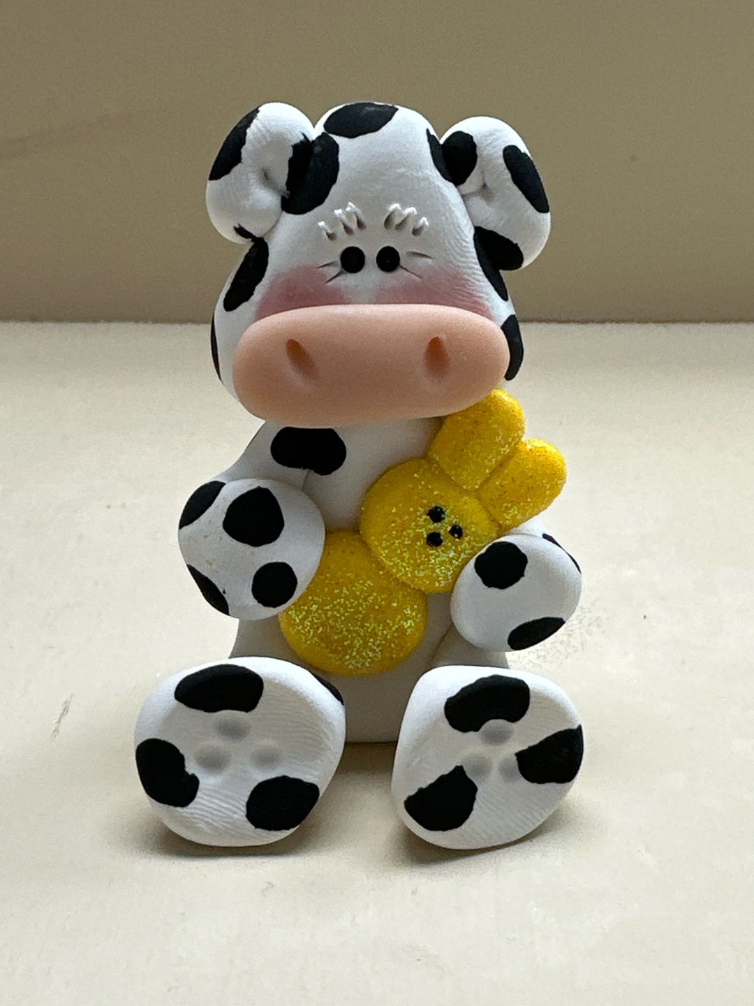 Cow Holding a Yellow Peep - Etsy