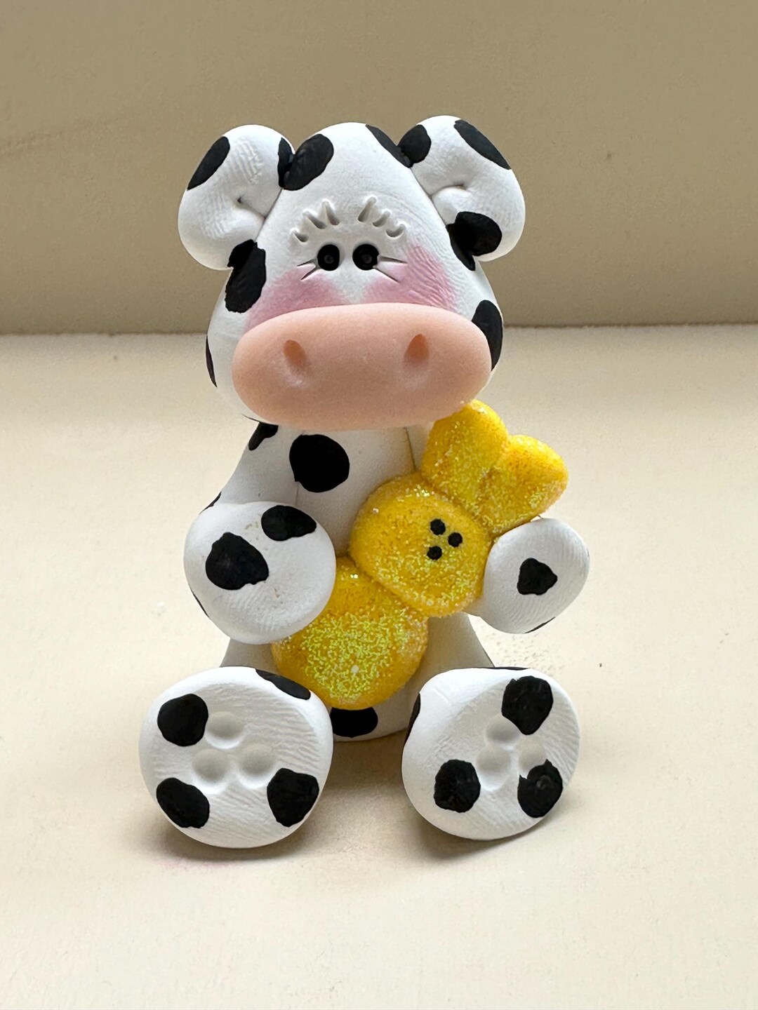 Cow Holding a Yellow Peep - Etsy