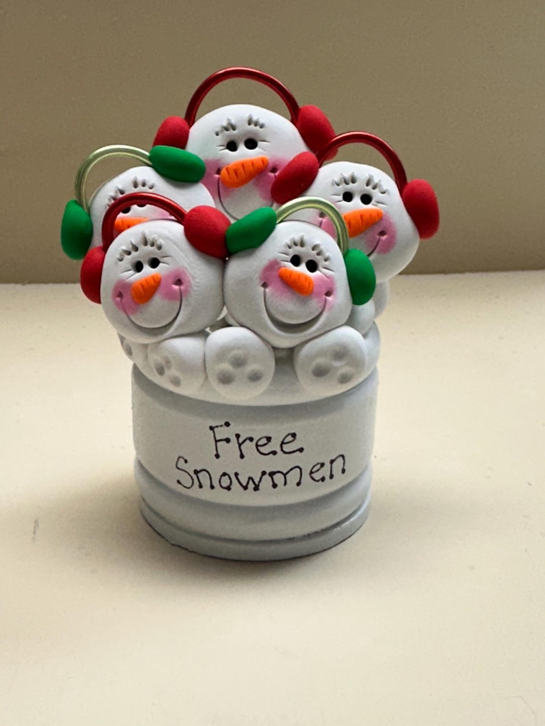 Bucket of Snowmen in Red and Green - Etsy