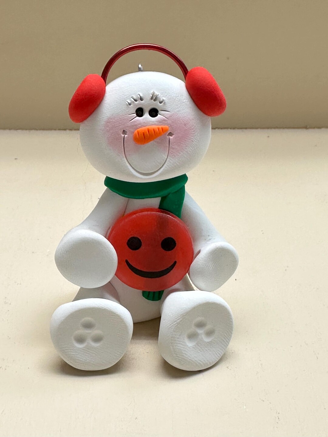Snowman With a Red Smiley Faceornament - Etsy