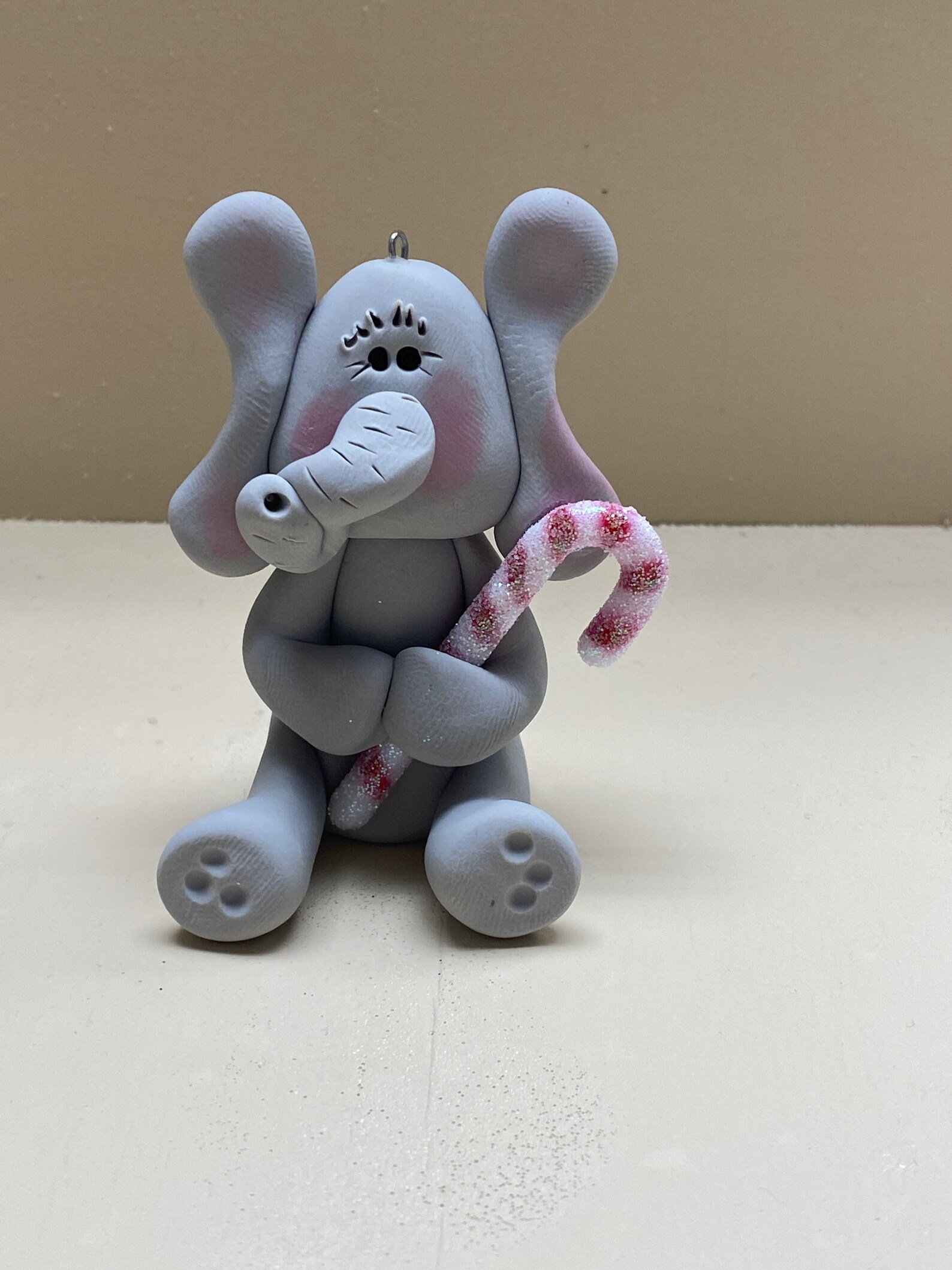 Elephant with candy cane ornament | Etsy