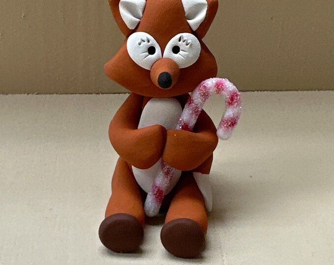 Fox With a Candy Cane Ornament - Etsy