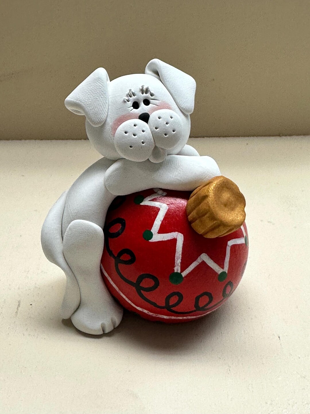 White Dog on a Christmas Bulb - Etsy
