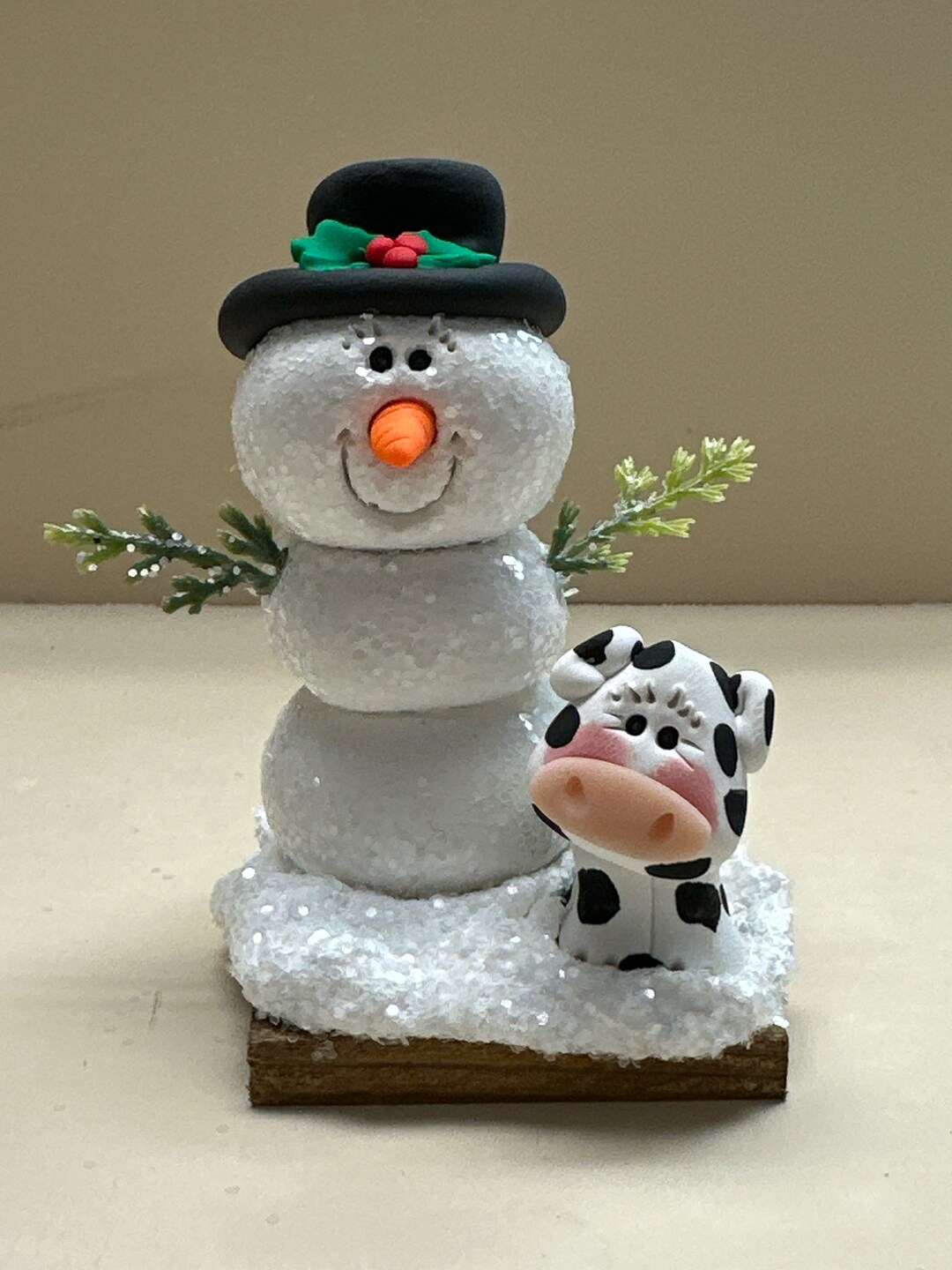 Snowman With a Cow Decoration - Etsy