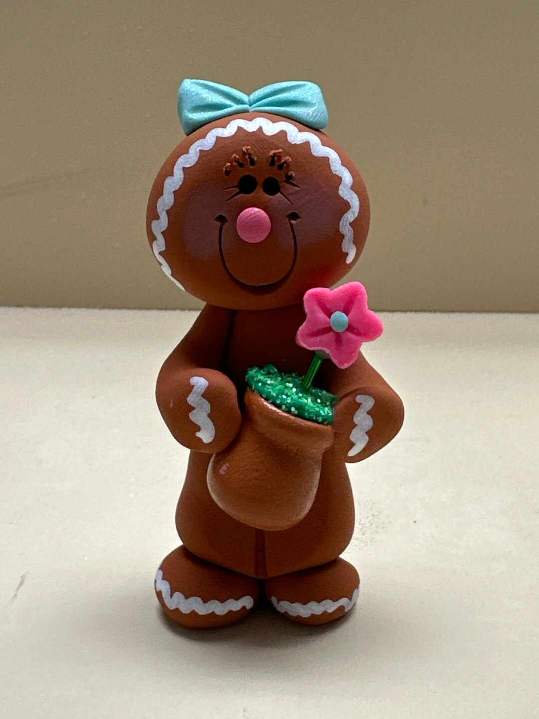 Standing Gingerbread With a Pink Flower - Etsy