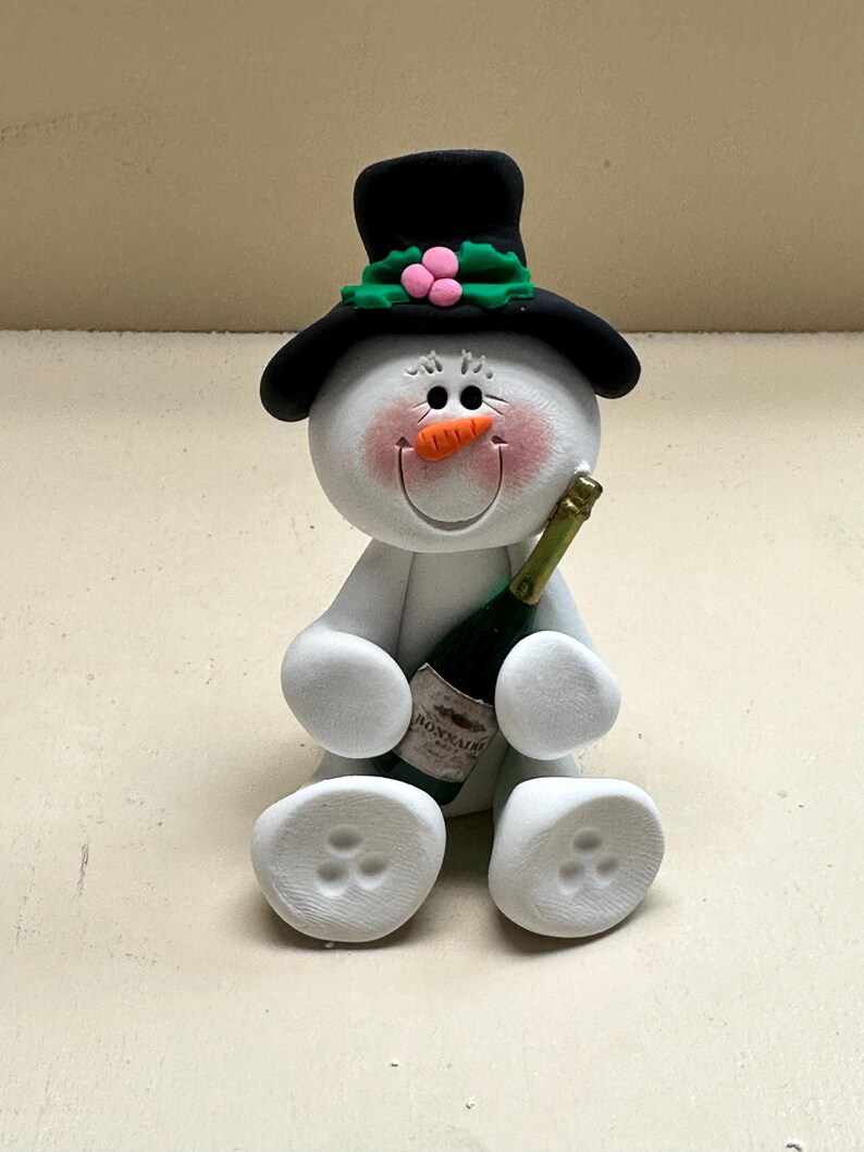 Snowman With a Bottle of Champagne Ornament - Etsy