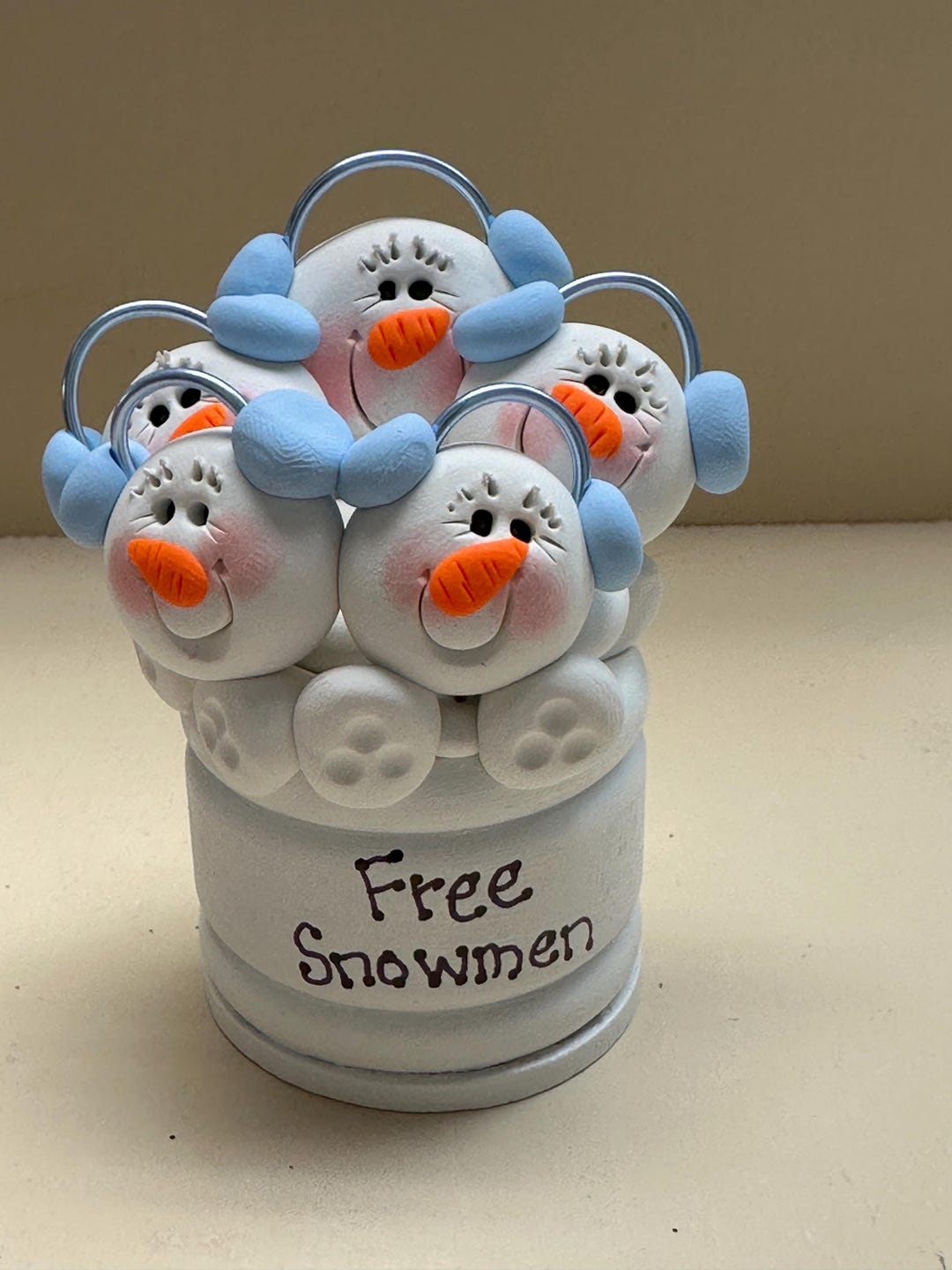 Bucket of Snowmen in Light Blue - Etsy
