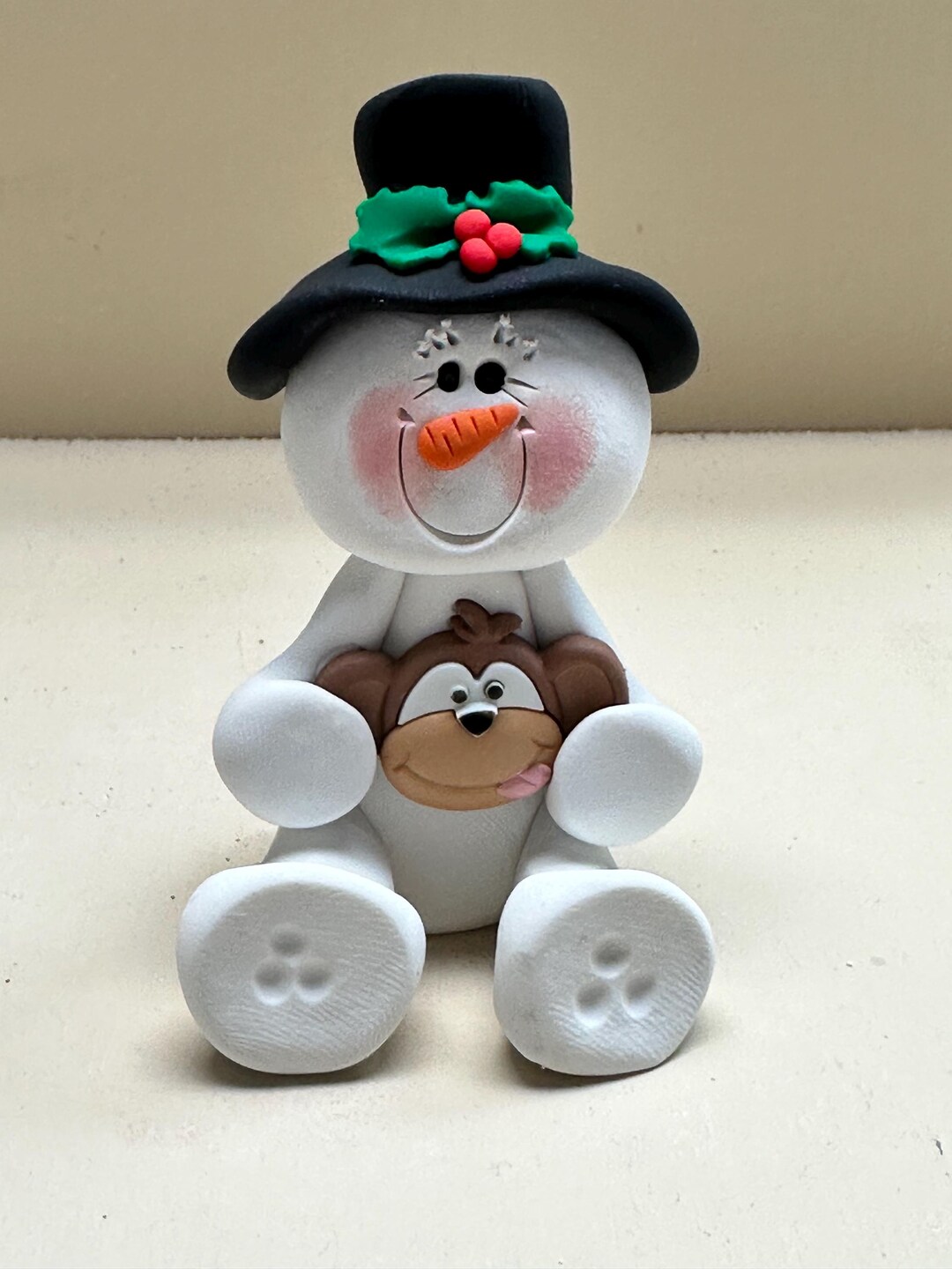Snowman With a Monkey Ornament - Etsy