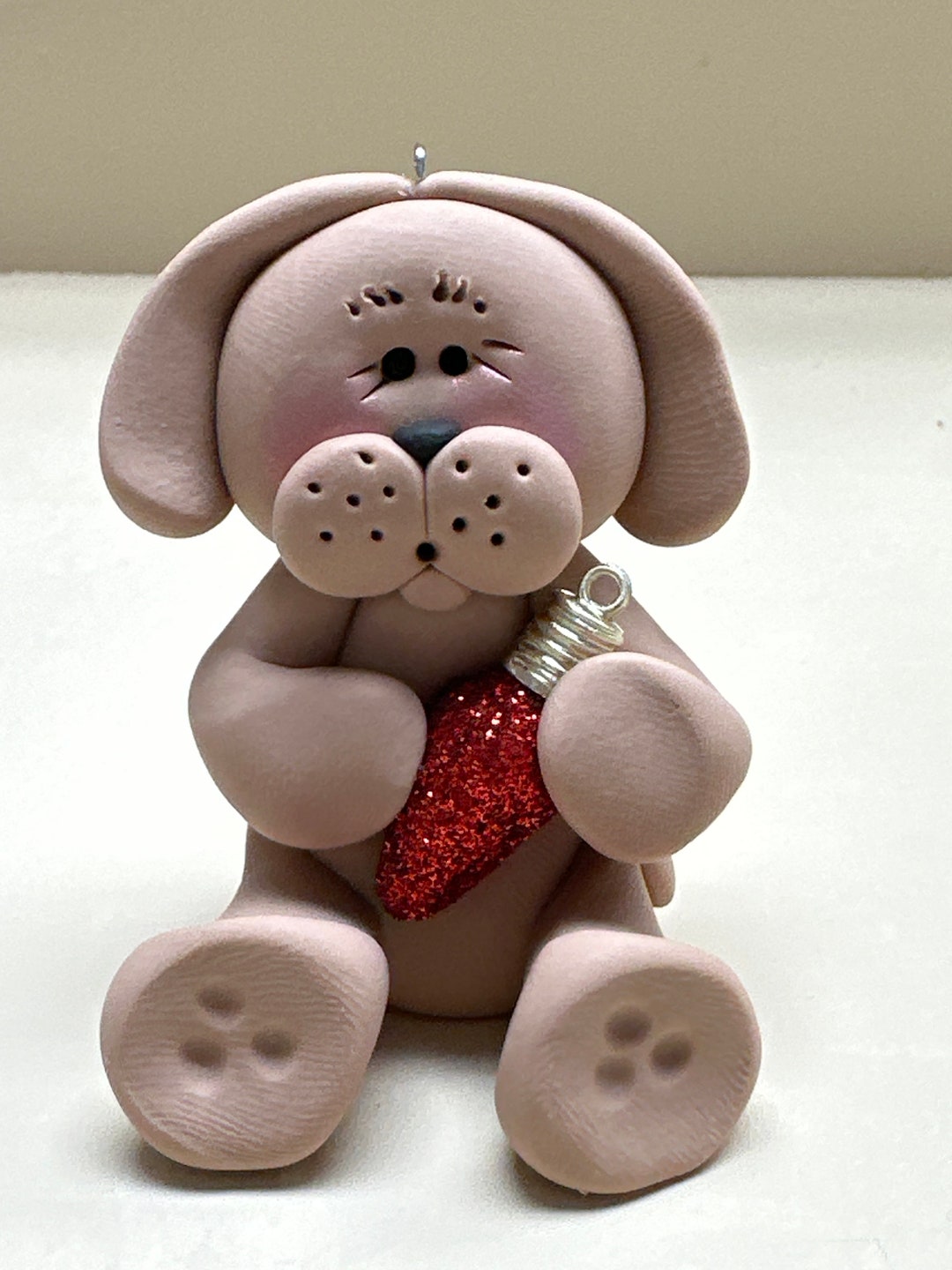 Tan Dog With a Red Bulb Ornament - Etsy