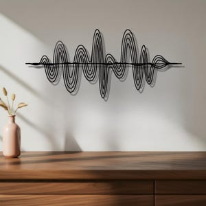 Sound Wave Metal Wall Art, Minimalist Black Line Art Sculpture, Music ...