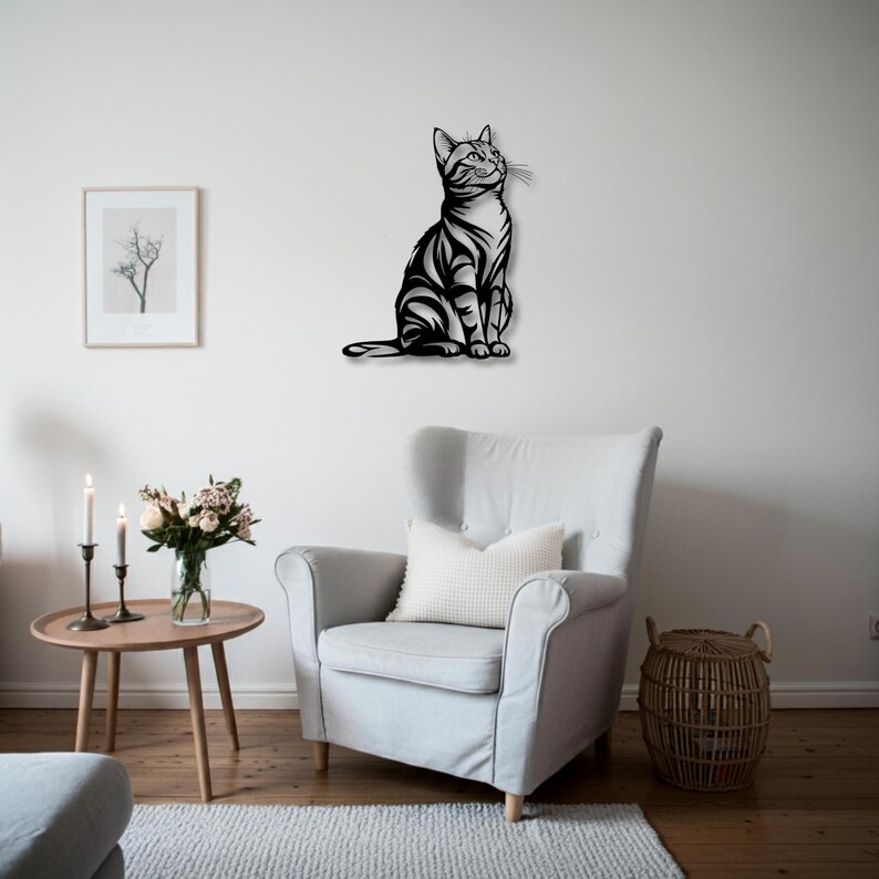 Cute Cat Metal Wall Art, Black Metal Cat Wall Decor for Pet Lovers ...