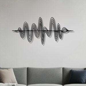 Sound Wave Metal Wall Art, Minimalist Black Line Art Sculpture, Music ...