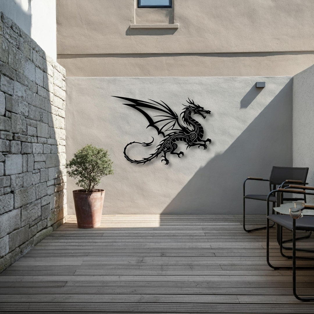 Fierce Dragon Metal Wall Art, Fantasy Dragon Wall Sculpture for Indoor ...