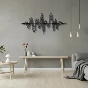 Sound Wave Metal Wall Art, Minimalist Black Line Art Sculpture, Music ...