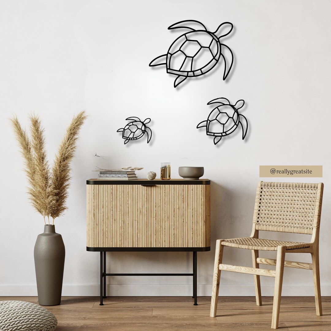 Set of 3 Sea Turtle Metal Wall Art, Ocean-inspired Turtle Wall Decor ...