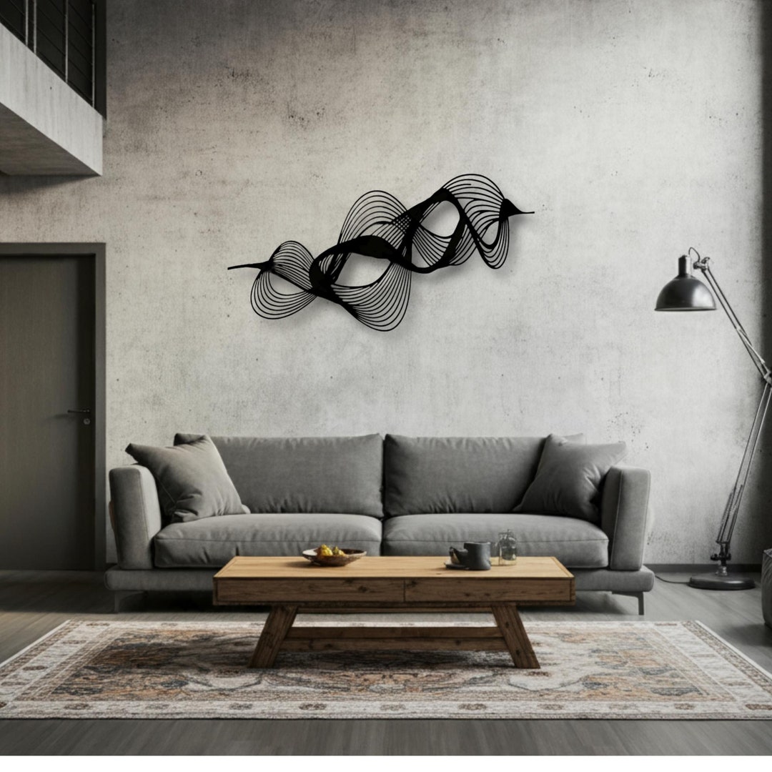 Modern Abstract Metal Wall Art, Contemporary Line Art Decor for Home - Etsy