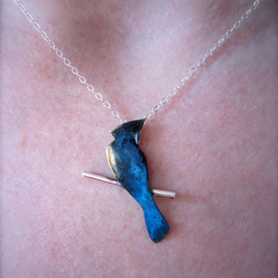 Bluejay Necklace Blue Jay Necklace Blue Jay Pendant Hand | Etsy