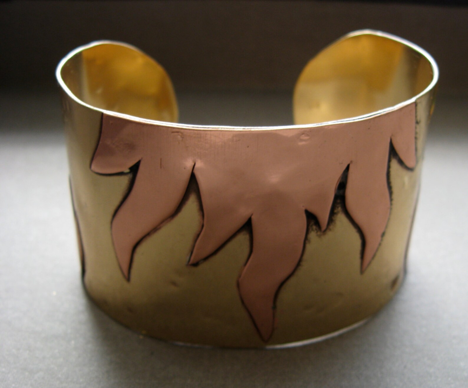 Hand Forged Two Tone Flame Cuff in Copper and Bronze - Etsy