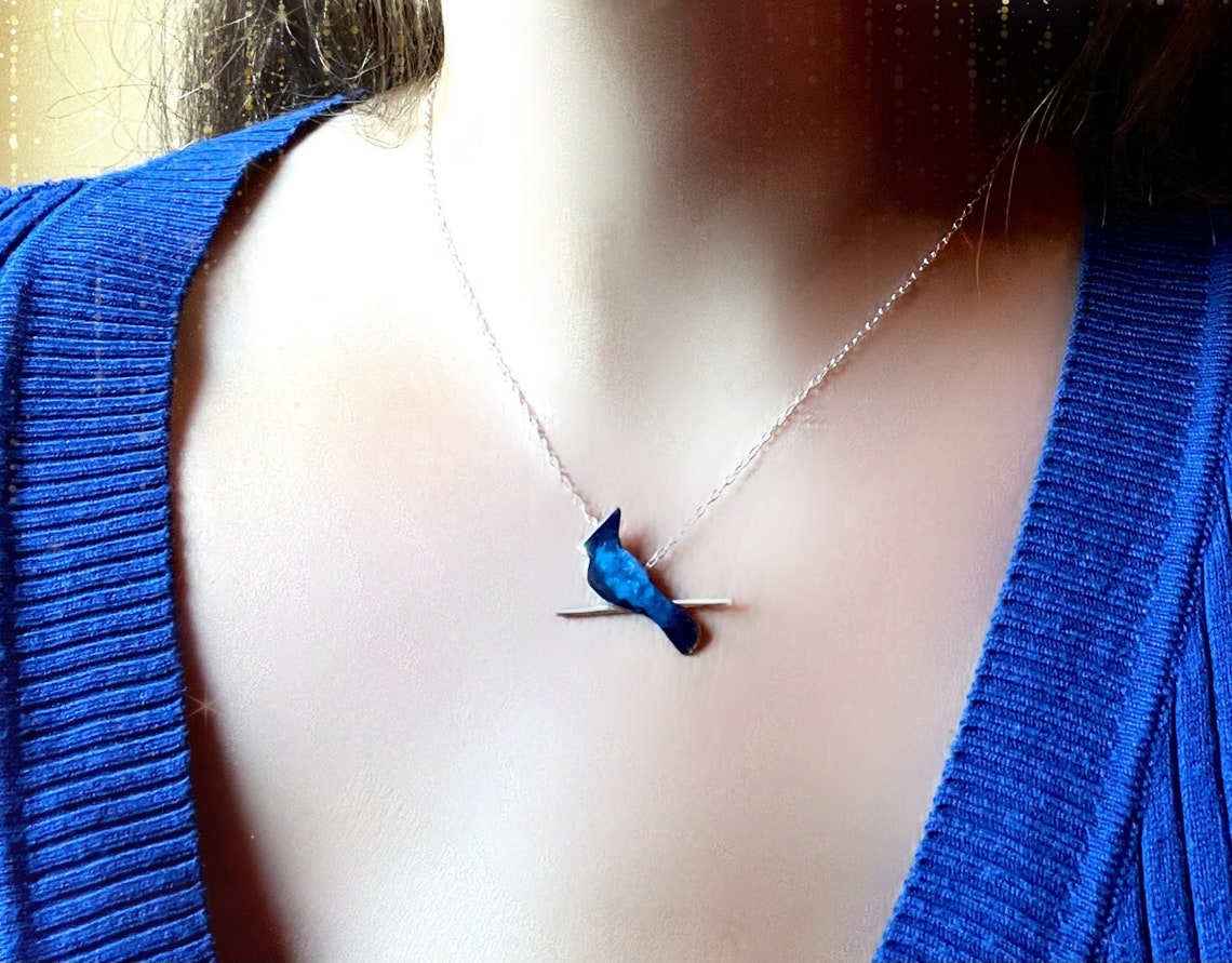 Bluejay Necklace Blue Jay Necklace Blue Jay Pendant Hand | Etsy