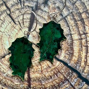 Holly Leaf Earrings, Holly Berries, Christmas Earrings, Yule Gift ...