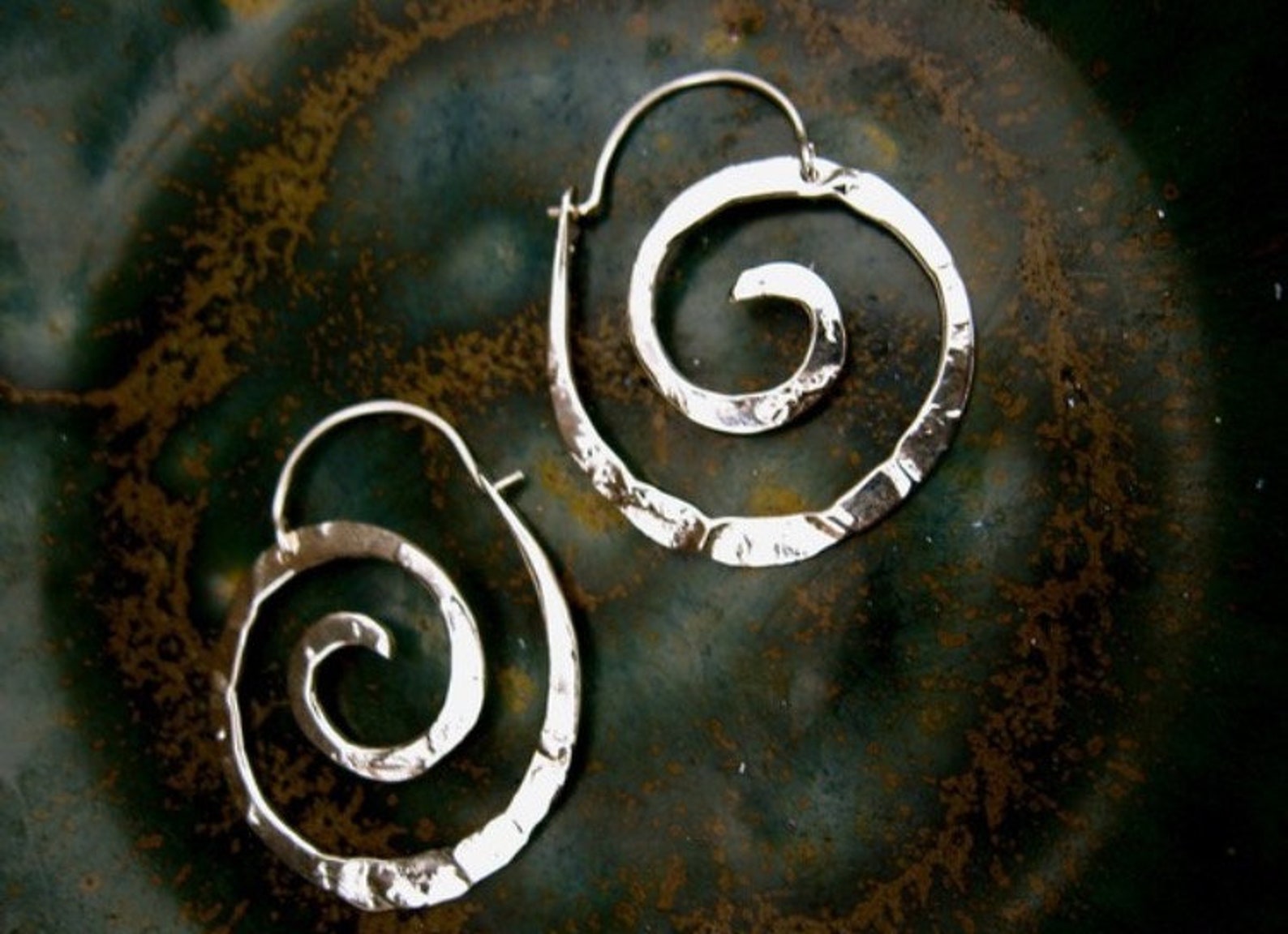 Small Spiral Hoops, Spiral Earrings, Sacred Spiral Jewelry, Swirl Hoops ...