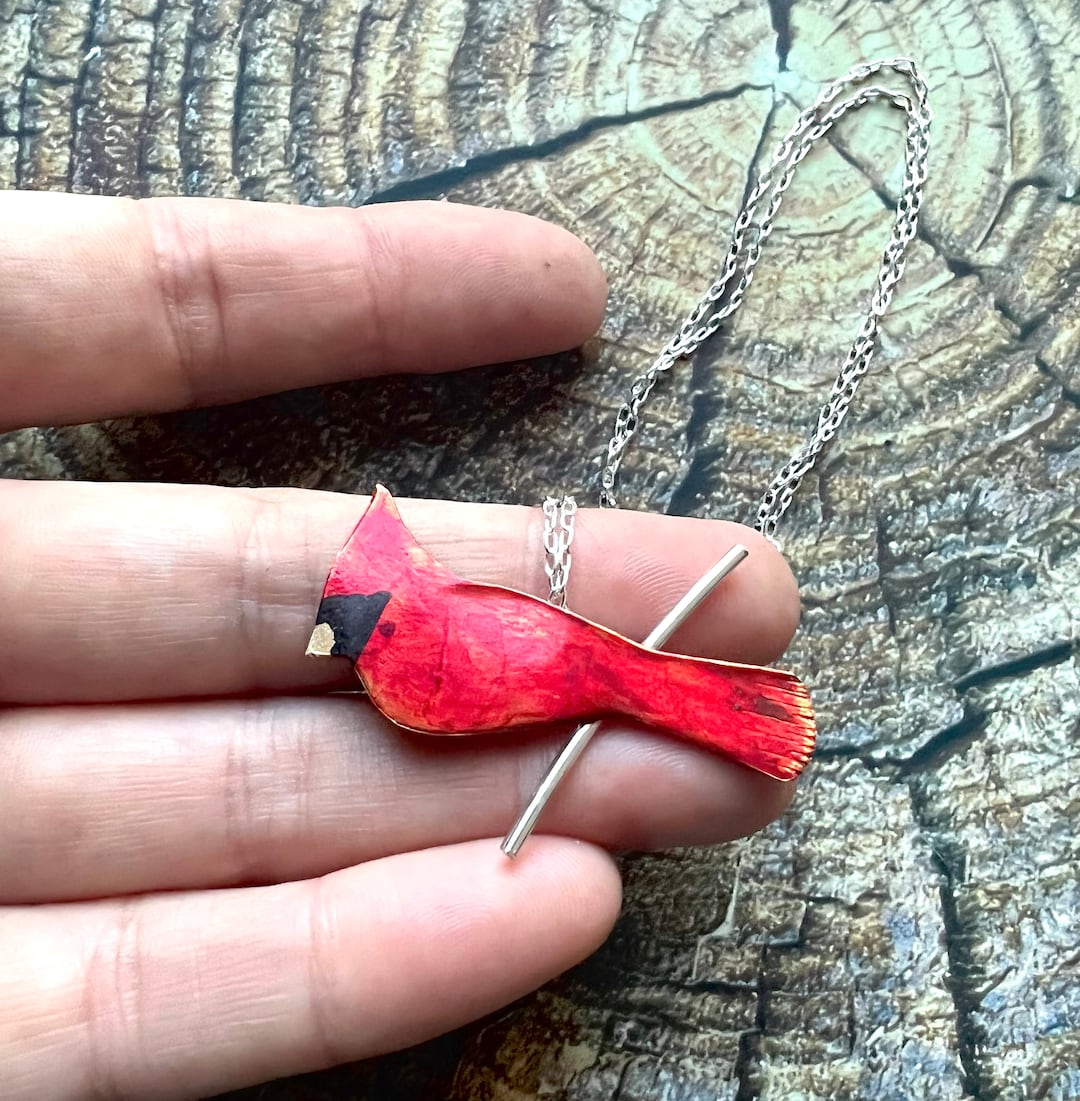 Cardinal Necklace, Red Bird Necklace, Bird Lover Gift, Cardinal ...