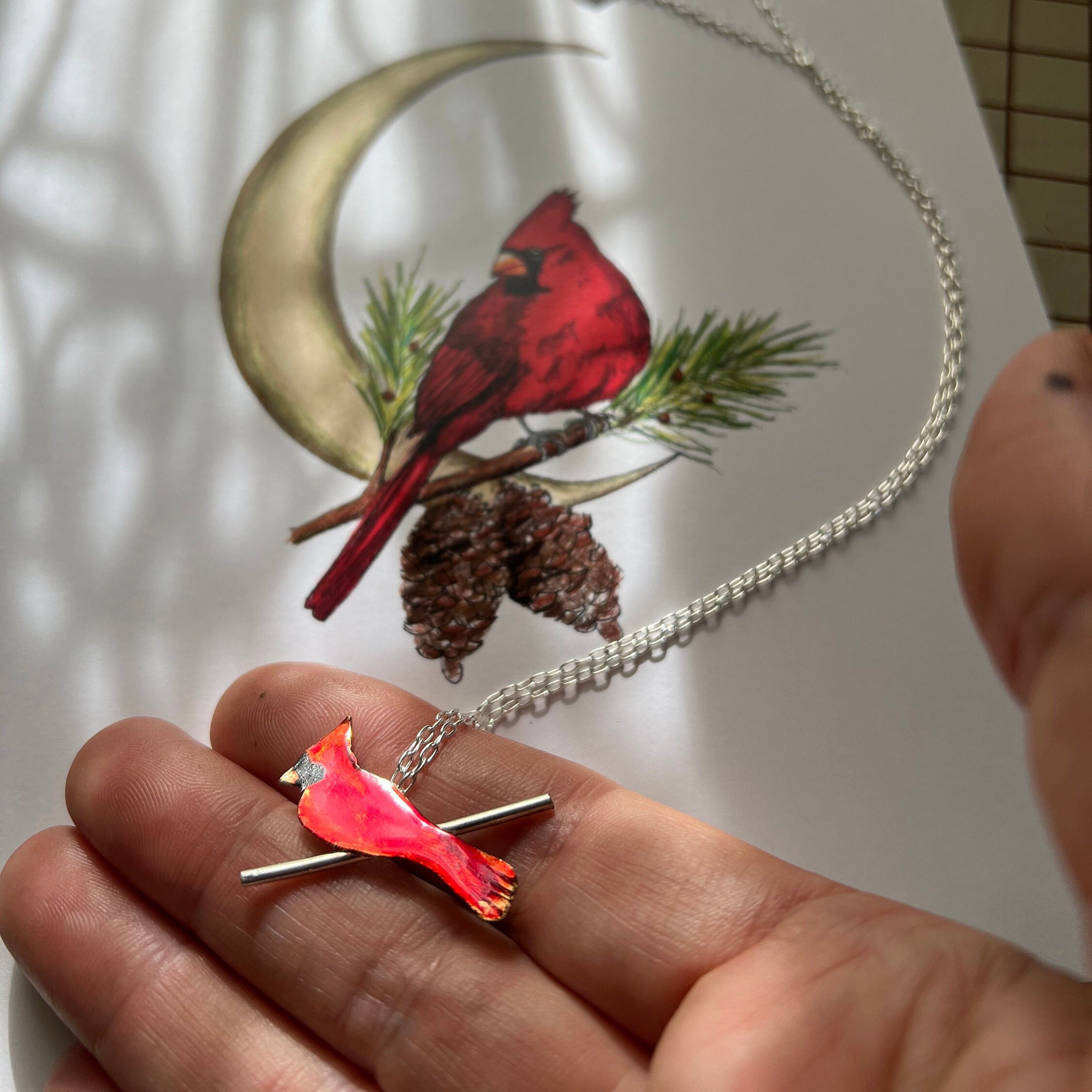 Cardinal Necklace Red Bird Necklace Bird Lover Gift | Etsy