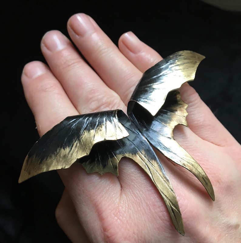Gothic Moth Statement Ring in Bronze - Etsy