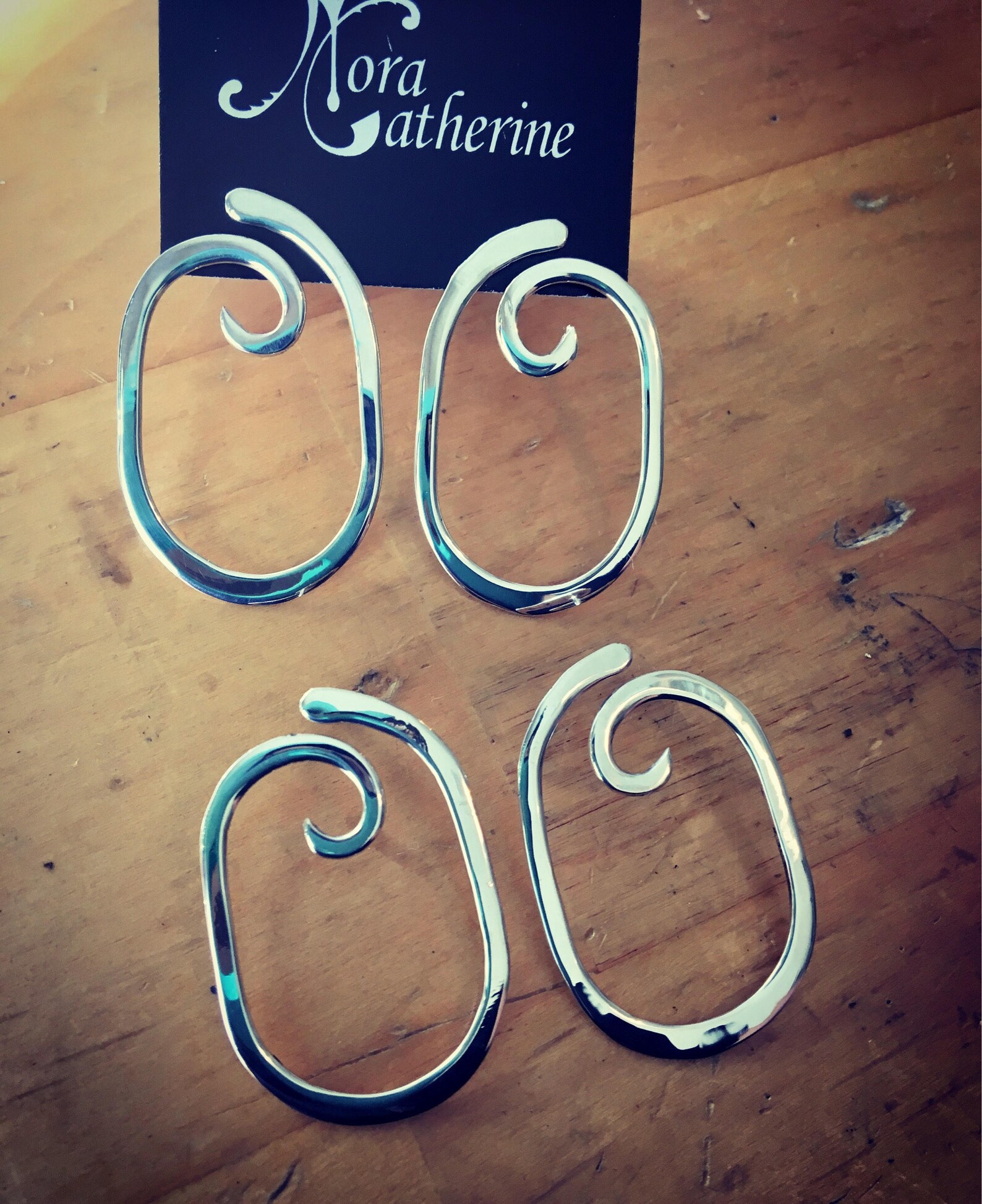 Small Oval Swirl in Copper Bronze or Sterling Sterling - Etsy