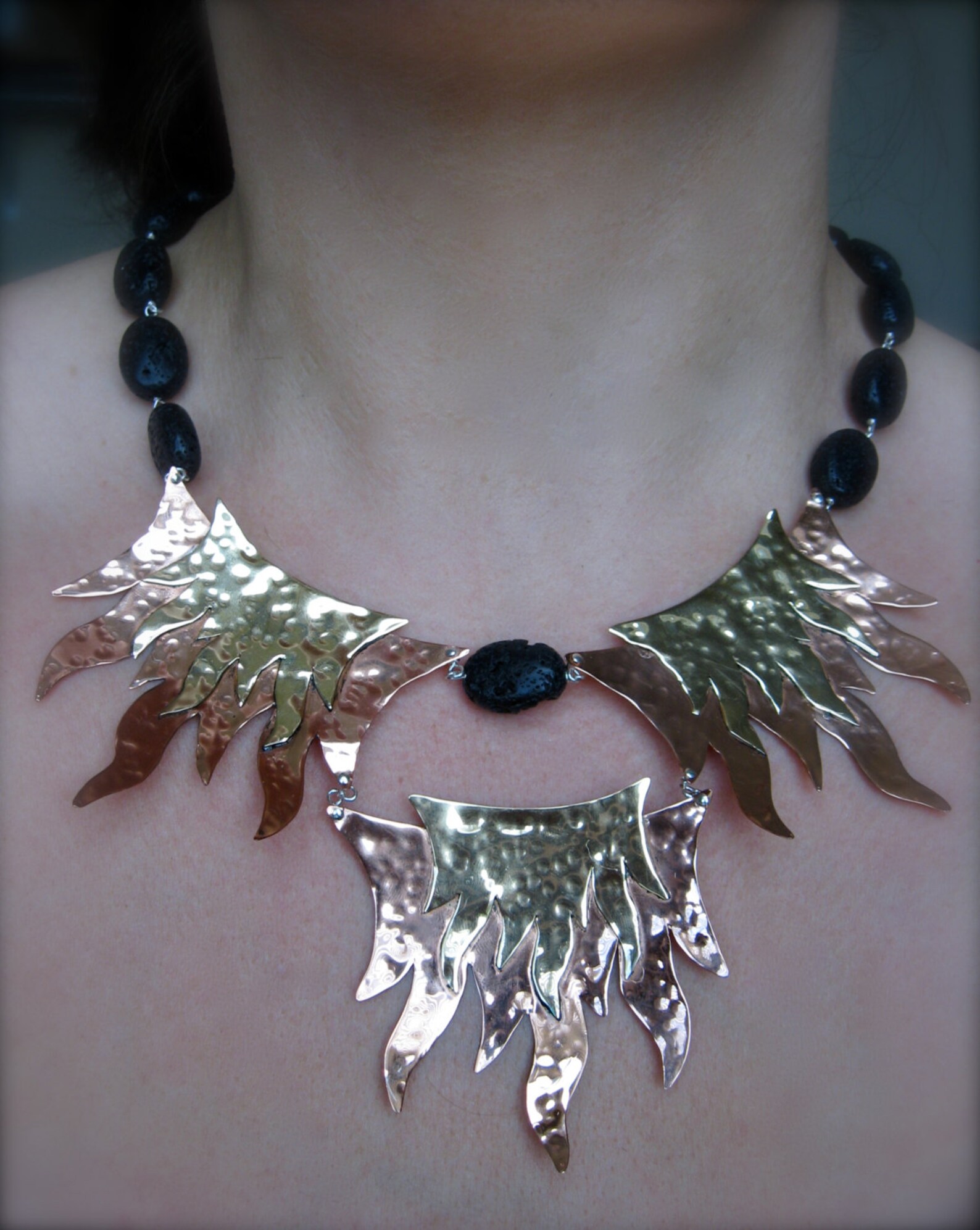 Fire Element Necklace, Flame Necklace, Fire Sign Necklace, Avante Garde ...