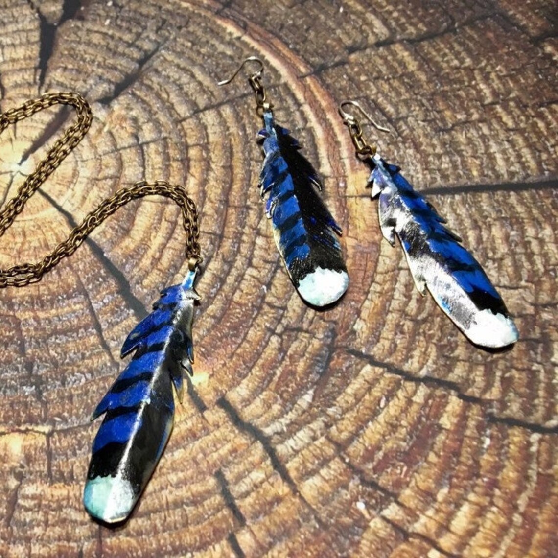 Blue Jay Feather Necklace Blue Feather Necklace Memorial | Etsy