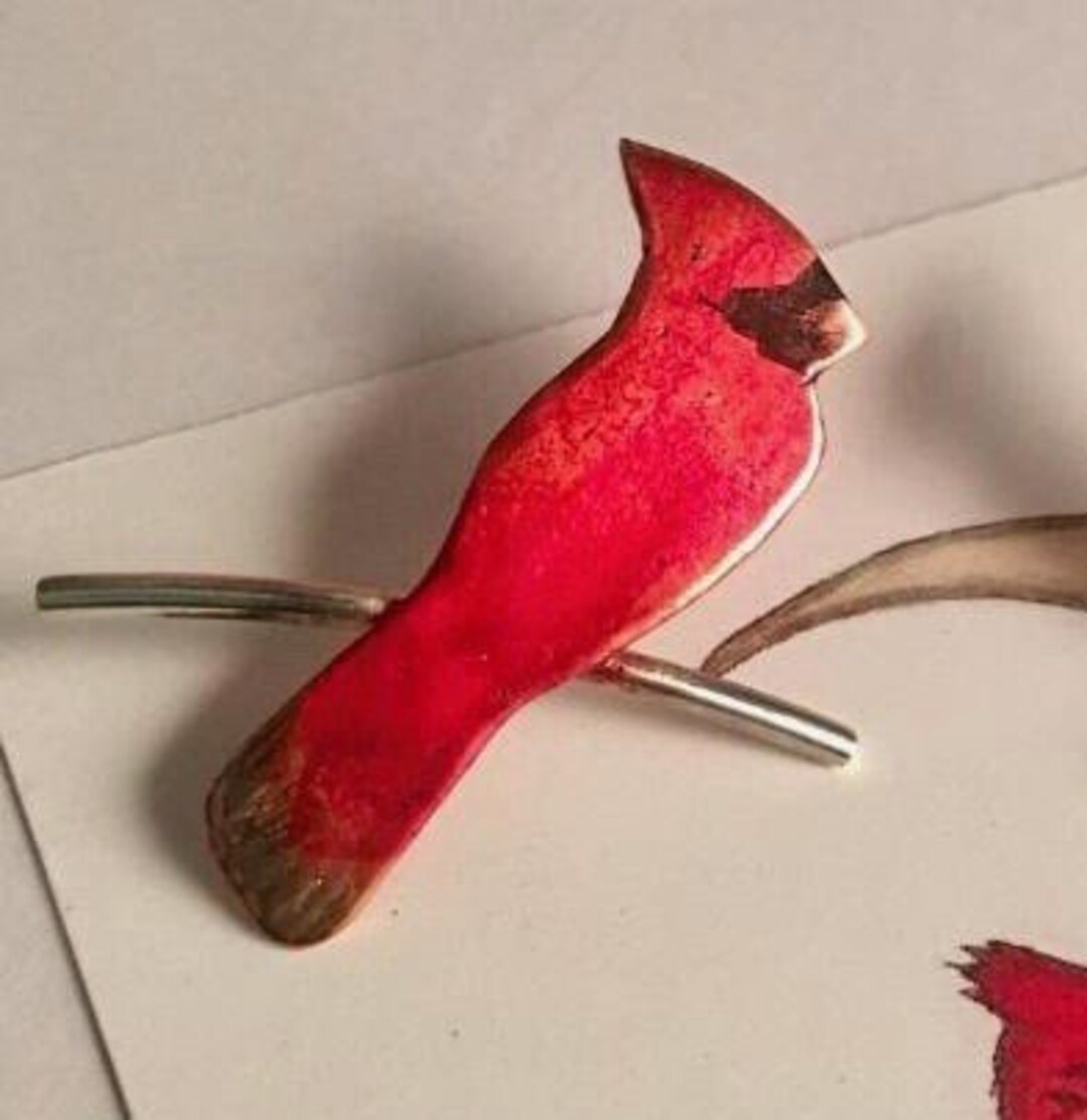 Red Cardinal Pin, Red Bird Tie Tack, Cardinal Tie Tack, Cardinal Hat ...
