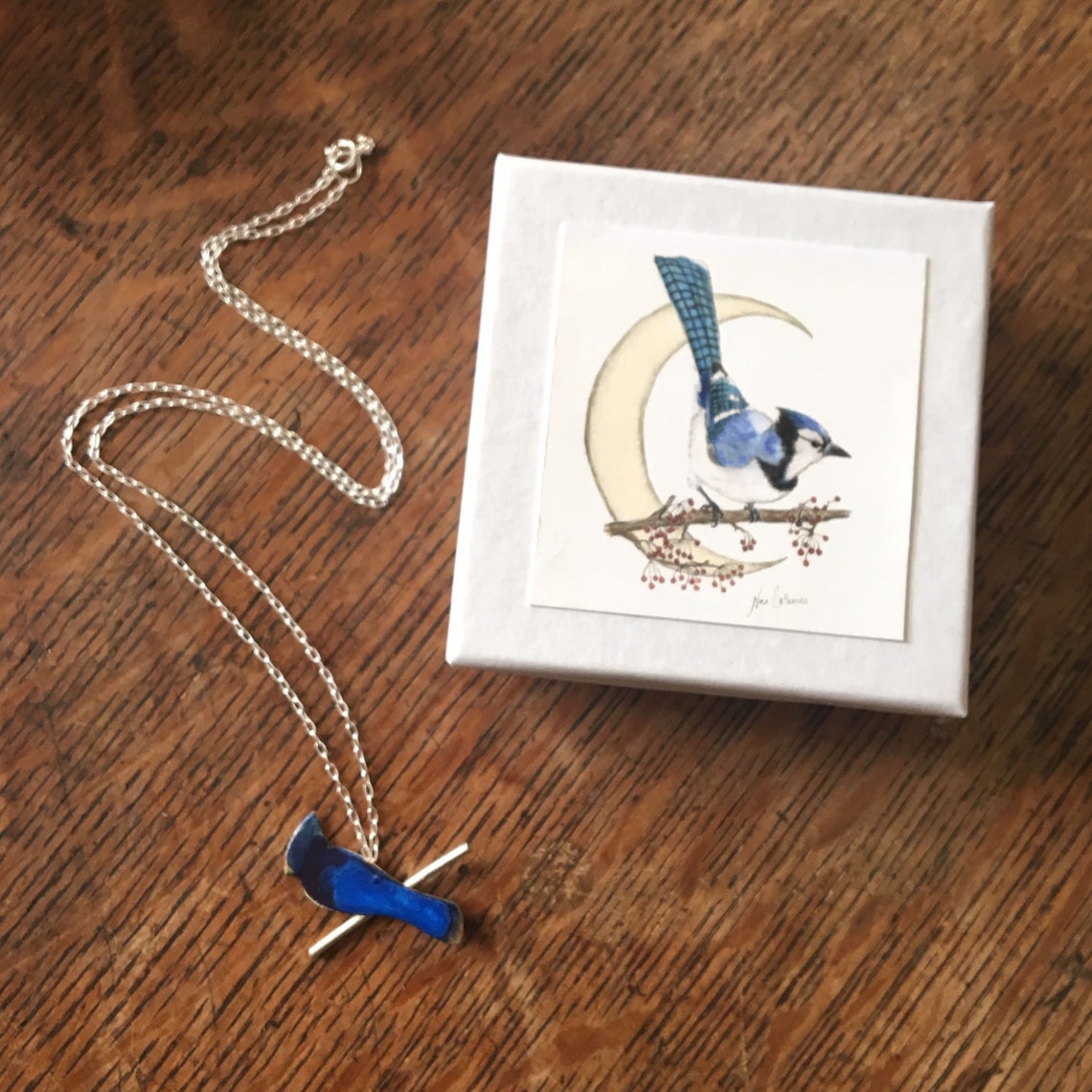 Bluejay Necklace Blue Jay Necklace Blue Jay Pendant Hand | Etsy