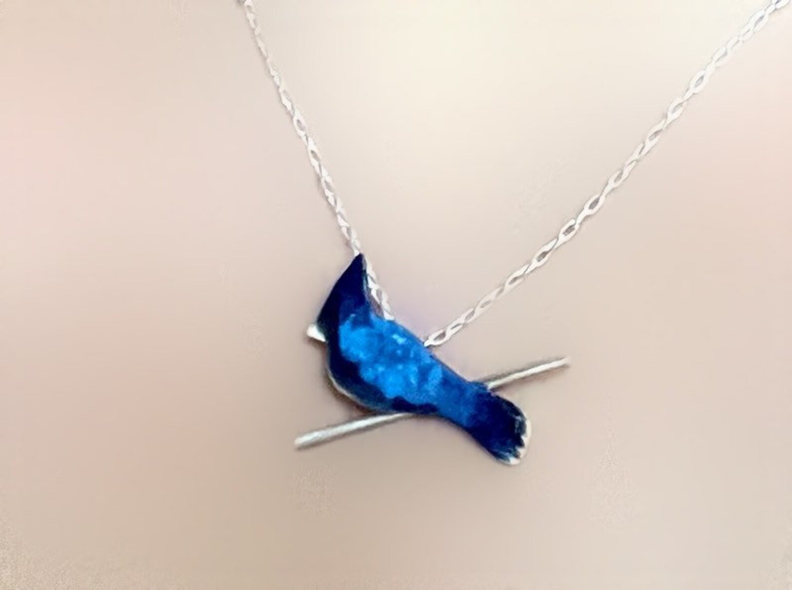 Bluejay Necklace Blue Jay Necklace Blue Jay Pendant Hand | Etsy