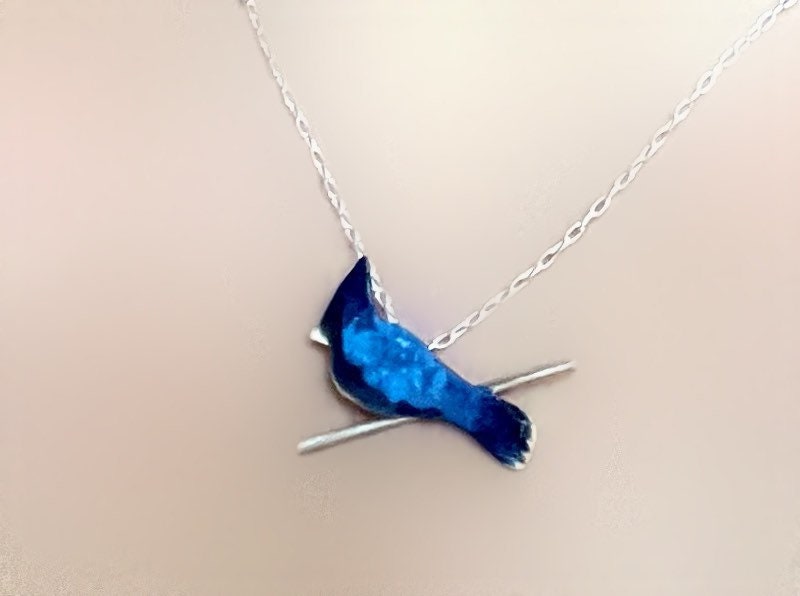 Bluejay Necklace Blue Jay Necklace Blue Jay Pendant Hand | Etsy