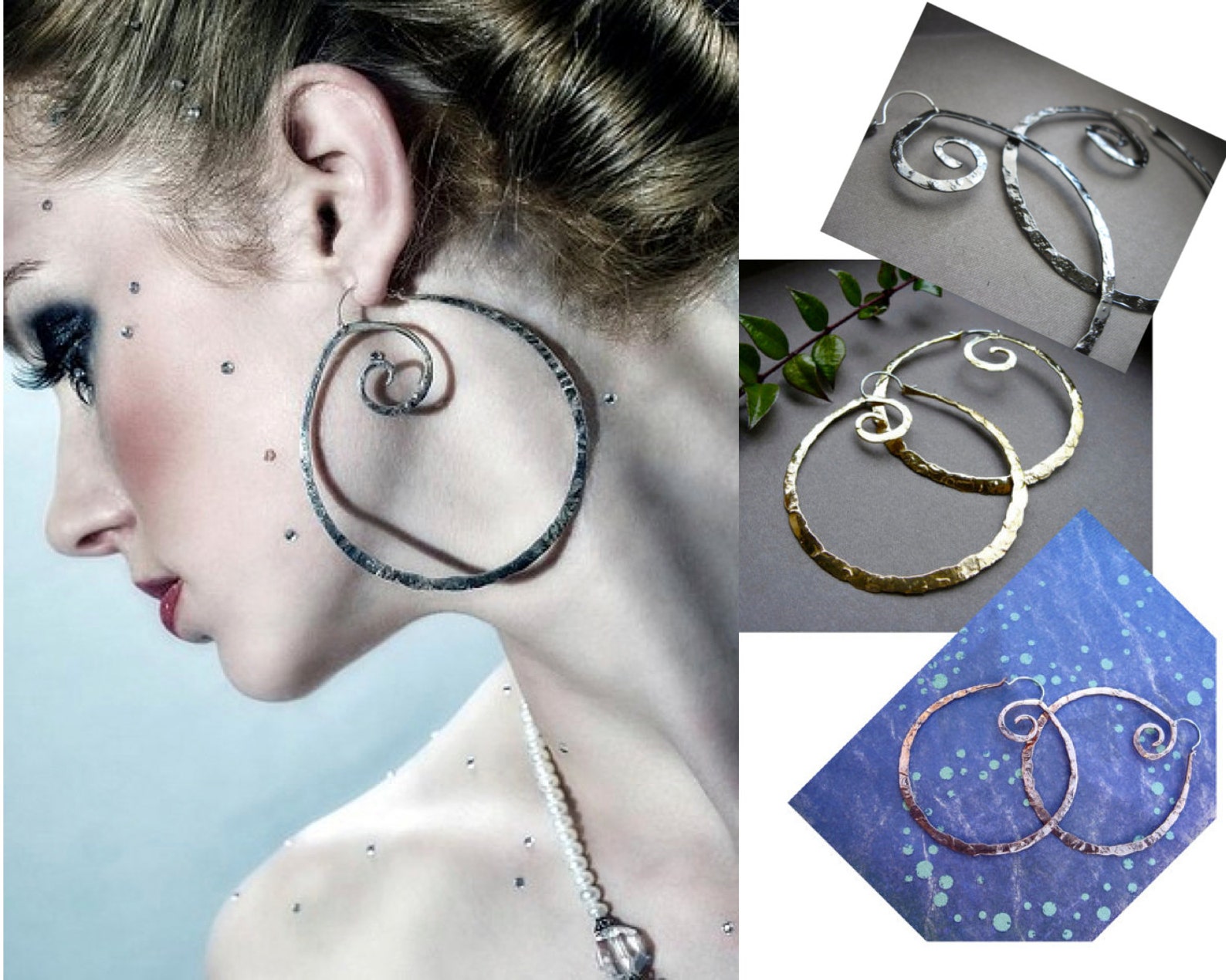 Large Pound Swirl Hoop Earrings in Copper , Bronze, Sterling - Etsy