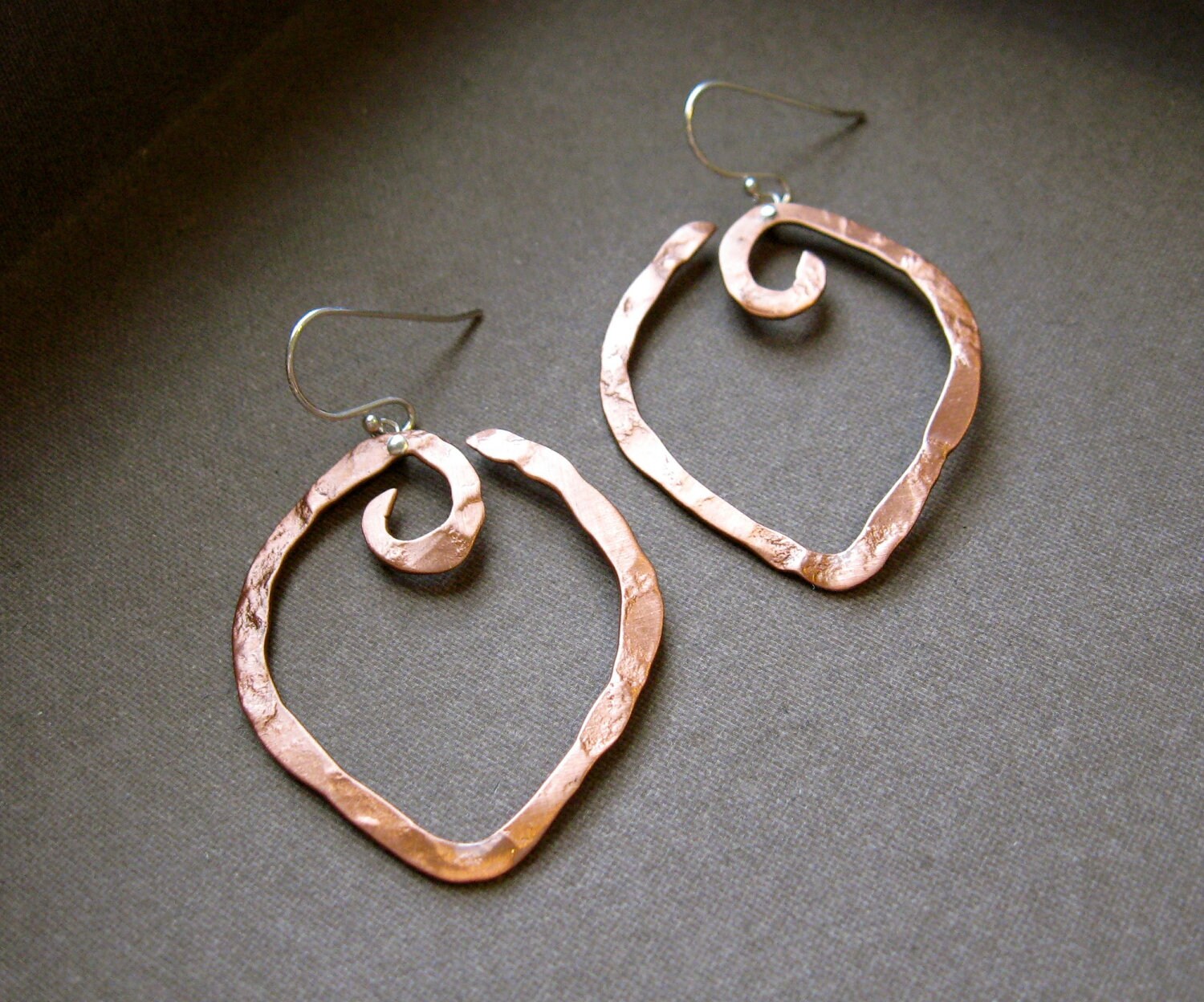 Lg Sml Pound Hanging Point Earrings in Copper Bronze or - Etsy