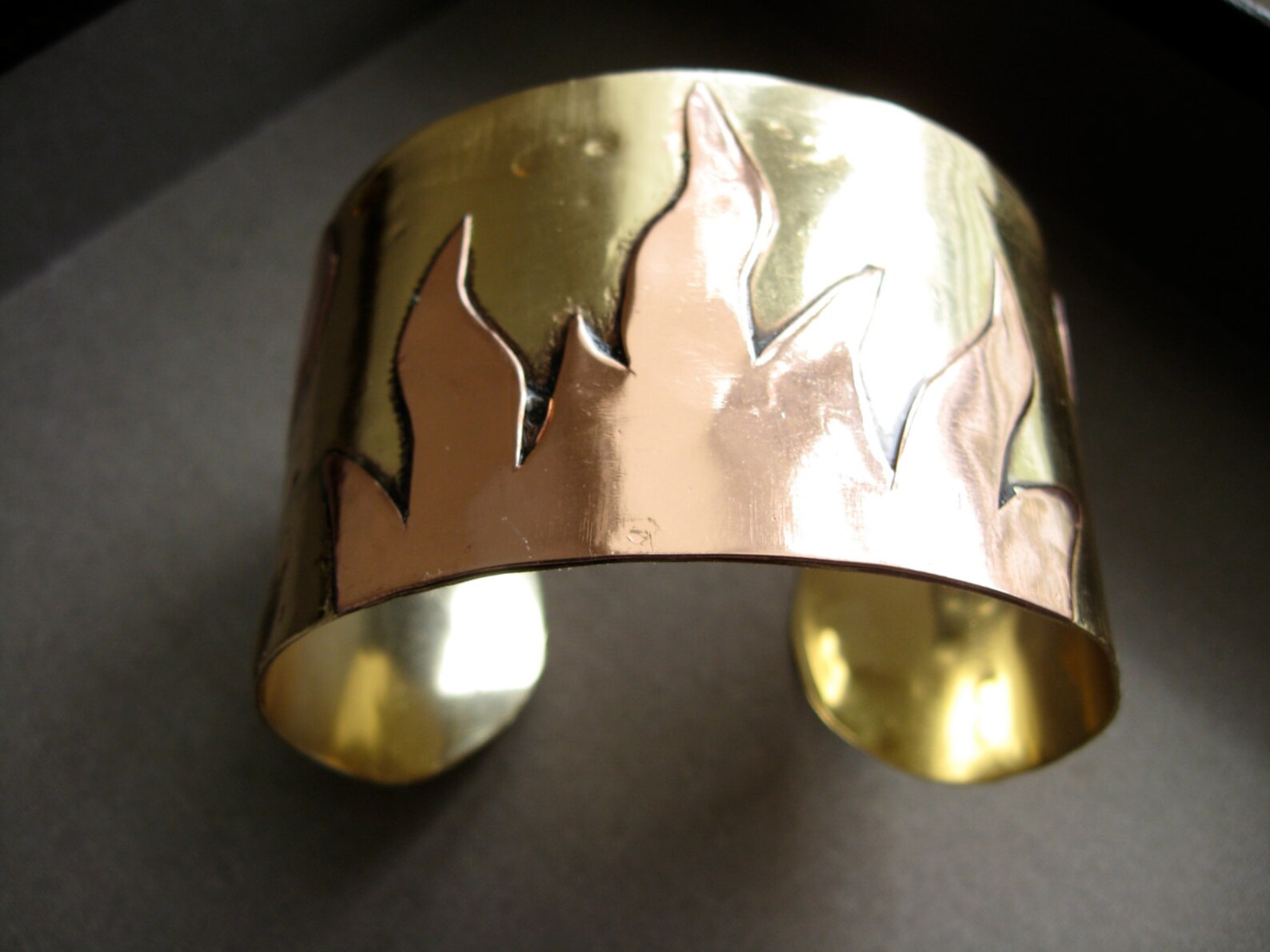 Hand Forged Two Tone Flame Cuff in Copper and Bronze - Etsy