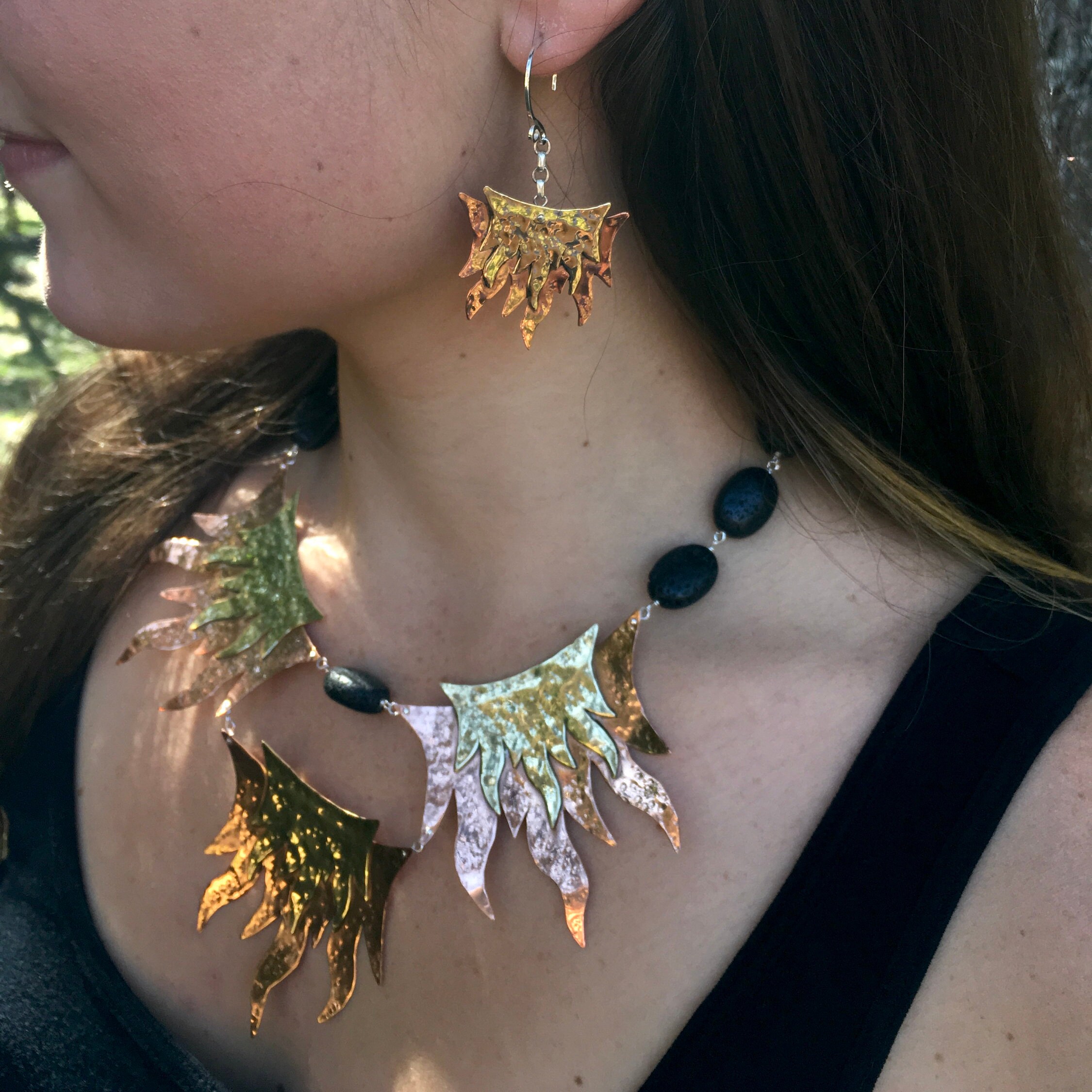 Fire element necklace flame necklace fire sign necklace | Etsy