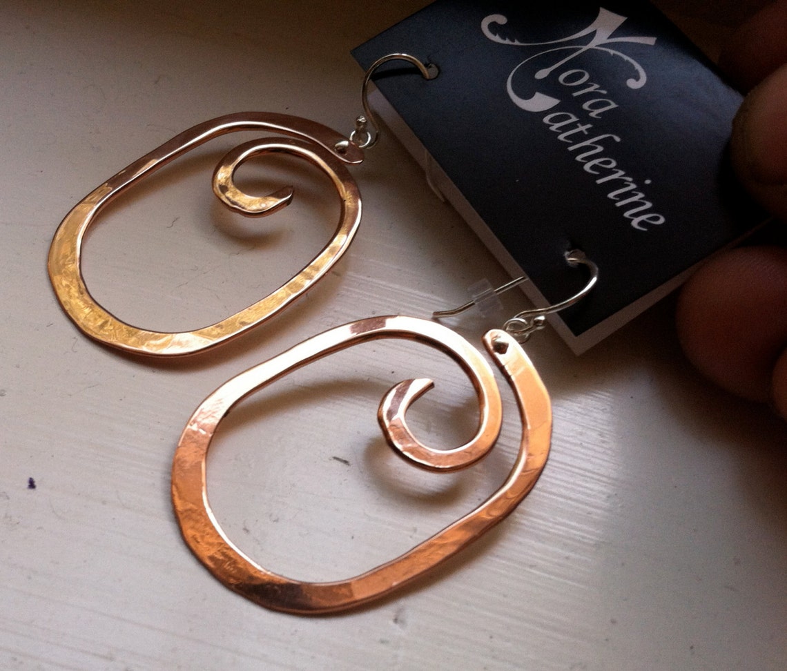 Small Oval Swirl in Copper Bronze or Sterling Sterling - Etsy