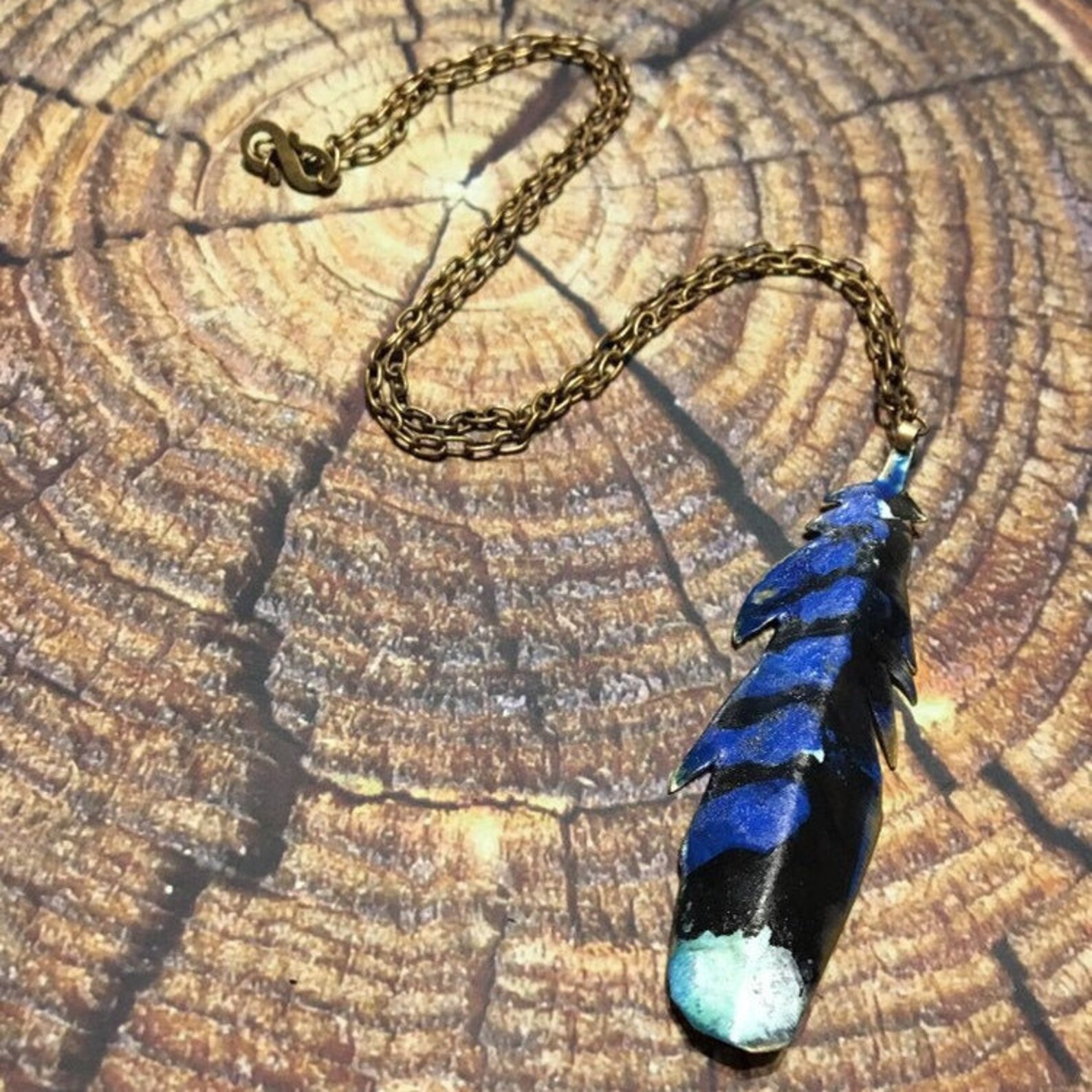 Blue Jay Feather Necklace Blue Feather Necklace Memorial | Etsy
