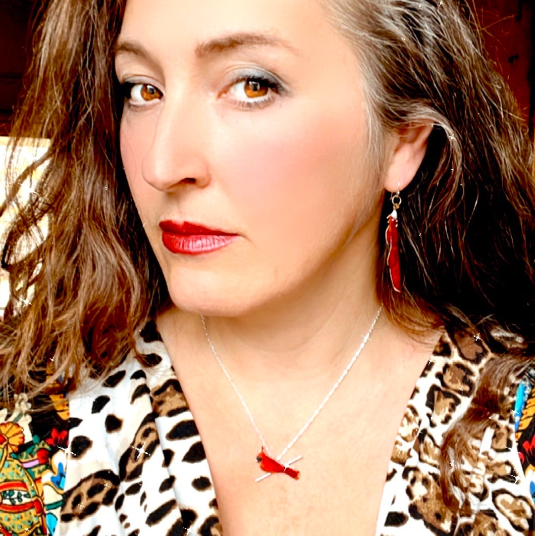 Cardinal Necklace, Red Bird Necklace, Bird Lover Gift, Cardinal ...