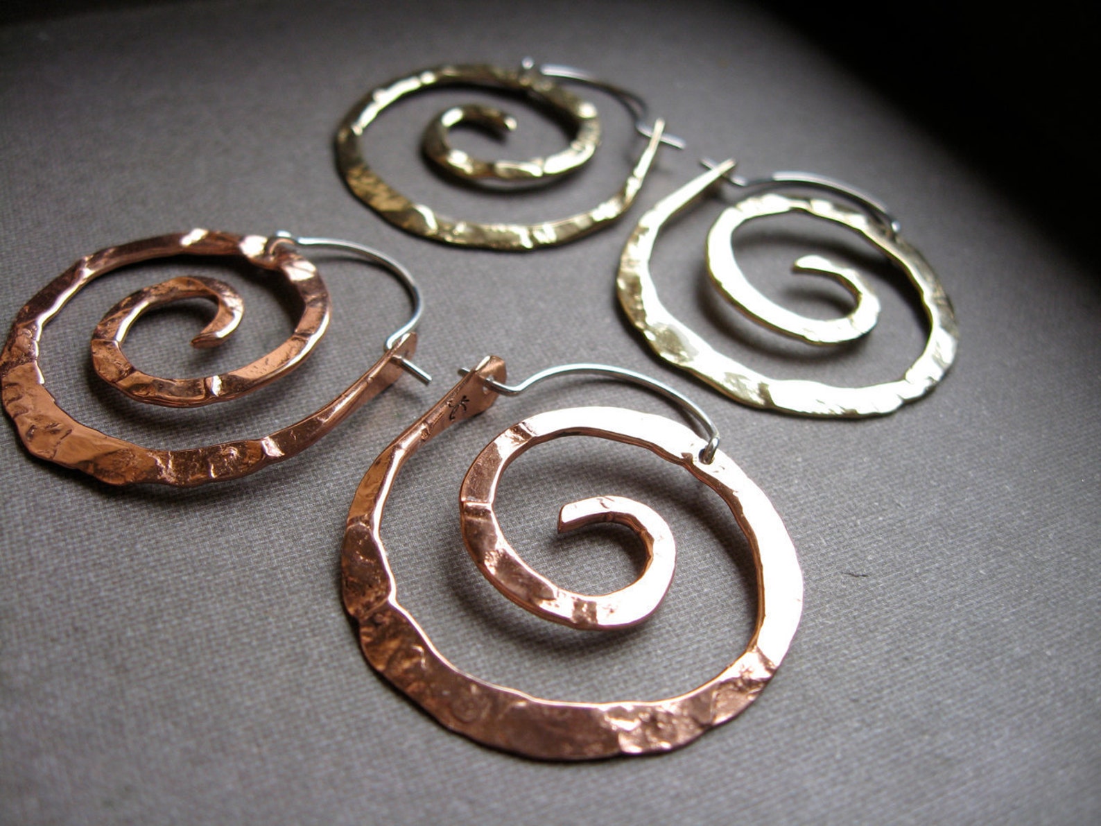 Small Spiral Hoops, Spiral Earrings, Sacred Spiral Jewelry, Swirl Hoops ...